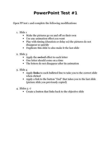 Power Point Test 1 Full Business Test Powerpoint Test Open Pp Test 1 And Complete The