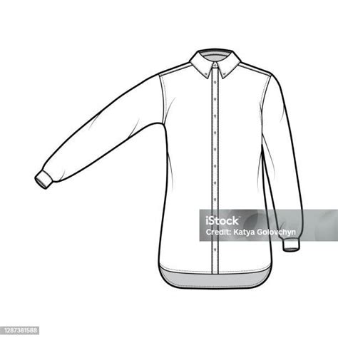 프맷소스가 달린 스트레이트 긴 소매 릴렉스 핏 버튼 레귤러 칼라가 돋보세요 0명에 대한 스톡 벡터 아트 및 기타 이미지 0명 검은색 긴 Istock