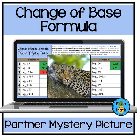 Evaluating Logs Using Change Of Base Formula Digital Partner Activity Made By Teachers