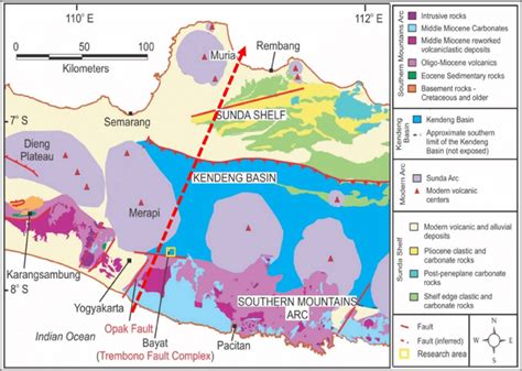 Simplified Geological Map Of East Java Showing The Main Geological