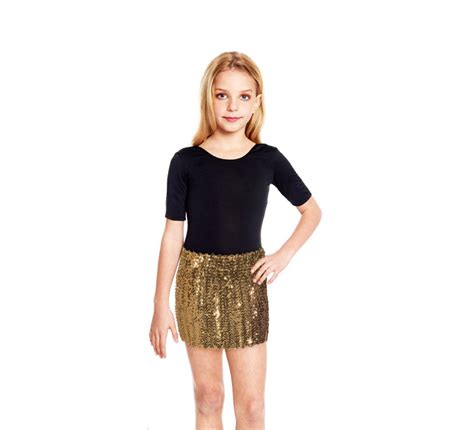 Mini Jupe à Sequins Dorés Pour Fille