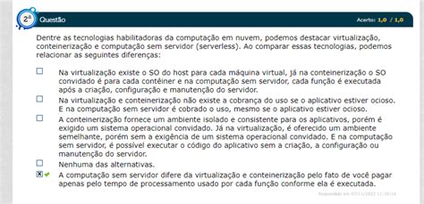 Simulado Estácio COMPUTAÇÃO EM NUVEM E WEB SERVICES EM LINUX Computação em Nuvem