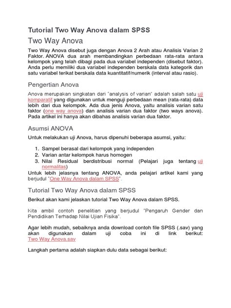 Tutorial Two Way Anova Dalam Spss Pdf