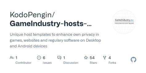 Github Kodopengin Gameindustry Hosts Template Unique Host Templates To Enhance Own Privacy In
