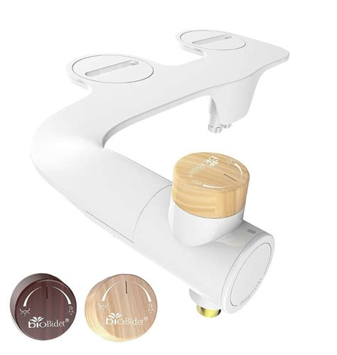 Bio Bidet 에센셜 비데 변기 부착물 화이트 이중 노즐 담수 스프레이 비전기식 설치 용이 황동 주입구 티몬