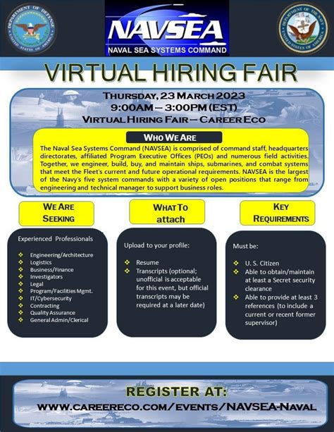 Navsea Hiringfair Usnavy Jobopportunity Naval Sea Systems Command