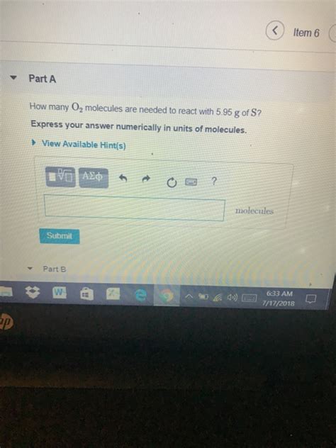 solved item 6 part a how many o2 molecules are needed to