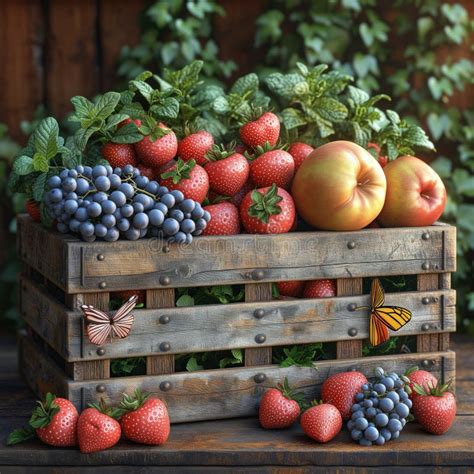 Assorted Fruits Packed In A Box Stock Illustration Illustration Of