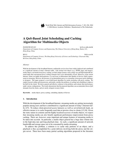 Pdf A Qos Based Joint Scheduling And Caching Algorithm For Multimedia