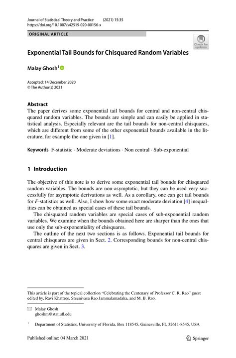 Pdf Exponential Tail Bounds For Chisquared Random Variables