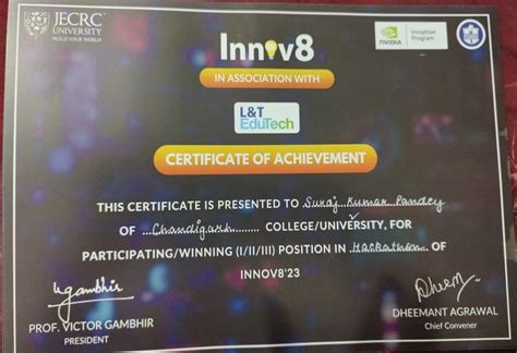 Innov8 Hackathon Jecrcuniversity Realworldexperience Innovation Suraj Kumar Pandey