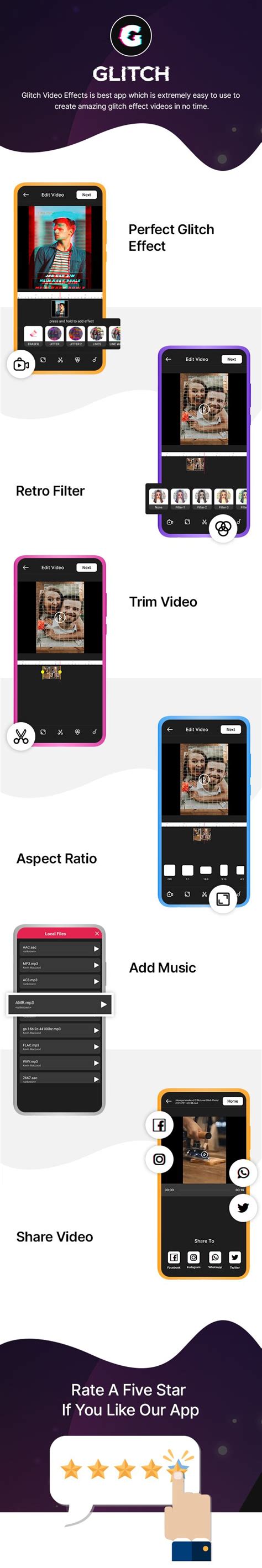 glitch video editor and effects with admob ads code market