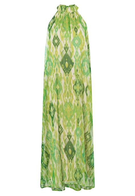 Green Maxi Dress Lilea In Chiffon With Ornament Print