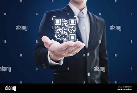 Businessman Holding Qr Code On Hand Qr Code Scanning Payment And