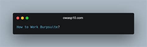 How To Work Burpsuite OWASP