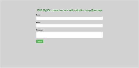 Php Mysql Contact Us Form With Validation Example