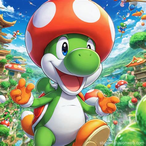Yoshi Cute Cartoon Character Stable Diffusion Online