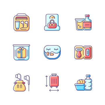 Rgb Color Icon Set For Musthave Travel Essentials For Tourists Vector