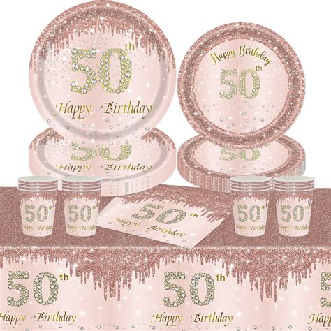 Juego De Vajilla Desechable De Oro Rosa Para Mujer Mantel De 50 A Os