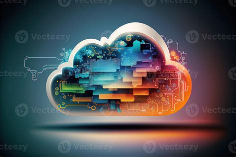 Cloud Computing Technology Concept Background Digital Illustration Network Effect Data