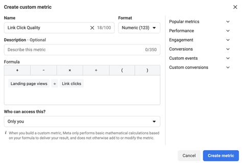Example How To Use Custom Metrics In Facebook Ads Manager Jon Loomer Digital