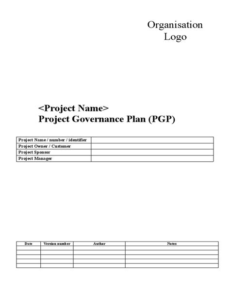 Project Governance Plan Template Pdf Governance Software Development Process
