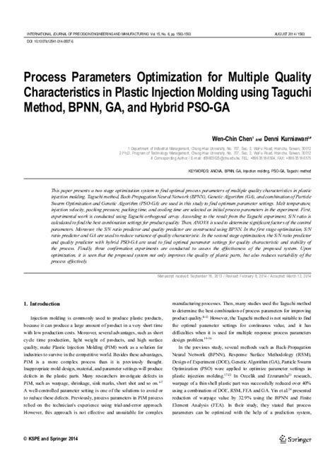 Pdf Process Parameters Optimization For Multiple Quality