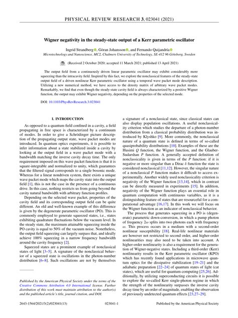Pdf Wigner Negativity In The Steady State Output Of A Kerr Parametric