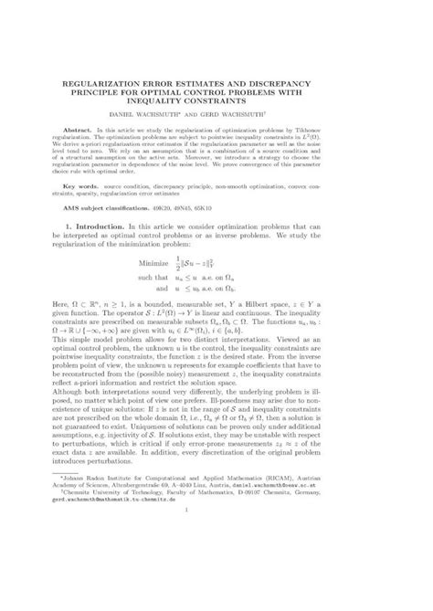 Pdf Regularization Error Estimates And Discrepancy Principle · Key