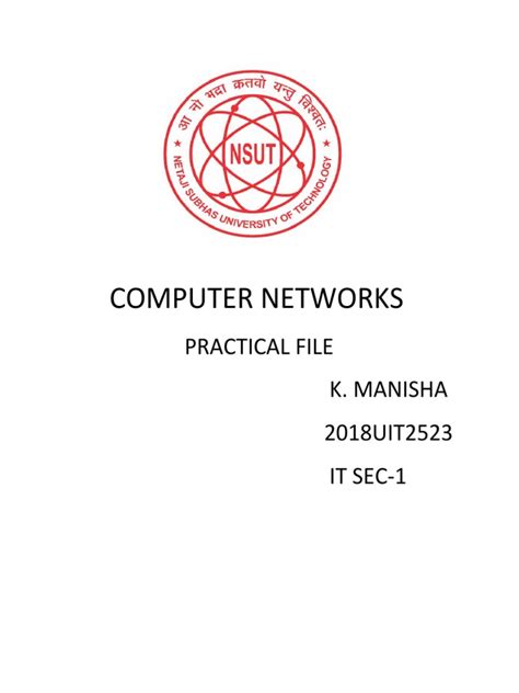 Computer Networks Practical File K Manisha 2018uit2523 It Sec 1 Pdf
