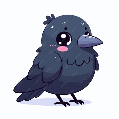 흰색 바탕에 귀여운 까마귀 벡터 프리미엄 벡터