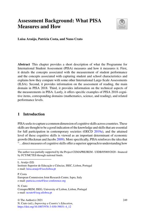Pdf Assessment Background What Pisa Measures And How
