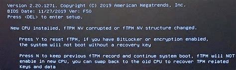 New cpu installed ftpm nv corrupted or ftpm nv structure changed что делать Smartadm ru