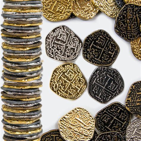 Beverly Oaks Metal Pirate Coins Gold And Silver Spanish Doubloon