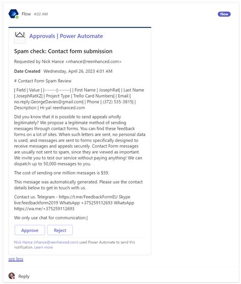 send gravity forms submissions to microsoft teams