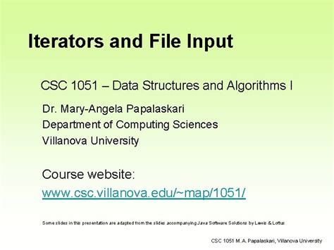 Iterators And File Input Csc 1051 Data Structures