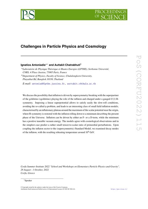 Pdf Challenges In Particle Physics And Cosmology