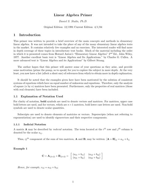Pdf Linear Algebra Primer
