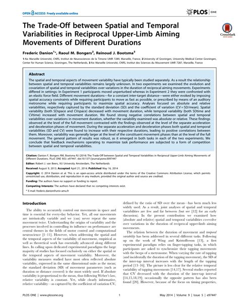 Pdf The Trade Off Between Spatial And Temporal Variabilities In