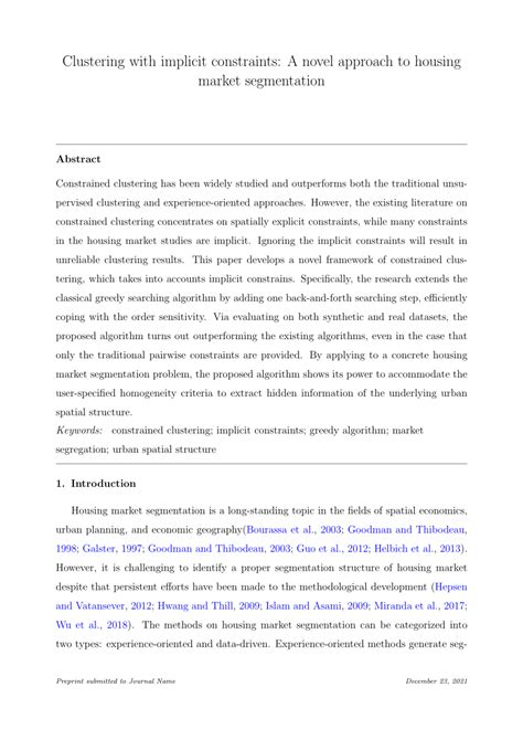 pdf clustering with implicit constraints a novel approach to housing