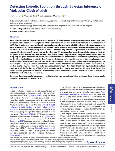 Pdf Detecting Episodic Evolution Through Bayesian Inference Of Molecular Clock Models