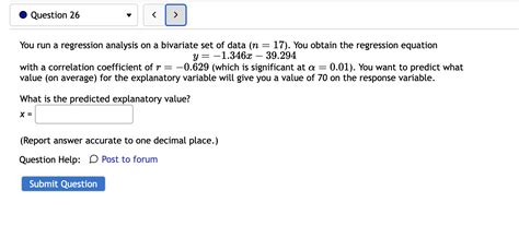 solved you run a regression analysis on a bivariate set of