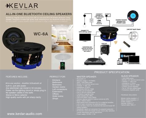 Kevlar Wc 6a Bluetooth Wireless Ceiling Speaker Pair Penang Malaysia Bukit Mertajam Hi Fi