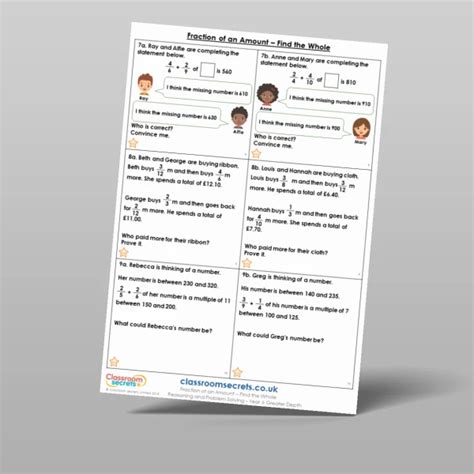 Year 6 Fraction Of An Amount Find The Whole Reasoning And Problem Solving Resource Classroom