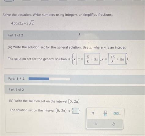 solved solve the equation write numbers using integers or