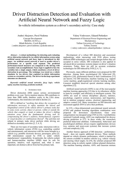 Pdf Driver Distraction Detection And Evaluation With Artificial