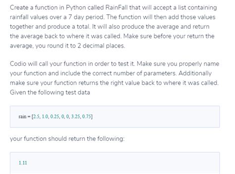 Solved Create A Function In Python Called RainFall That Will Chegg Com