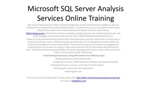 Ppt Microsoft Sql Server Analysis Services Online Training Powerpoint