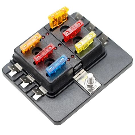 6 Way Blade Block Fuse Box With LED Light Indication