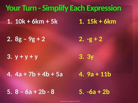 Lesson Simplifying Algebraic Expressions Pptx